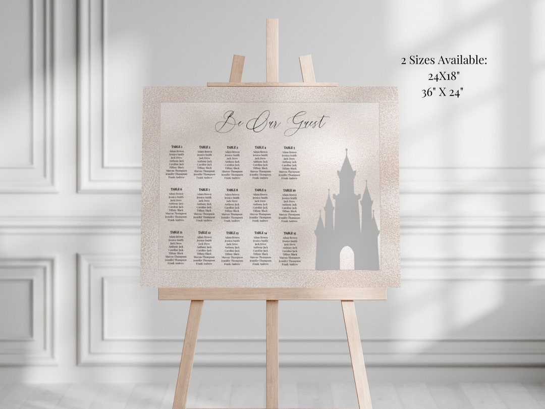 Silver Glitter Castle Seating Chart Template, Disneyland Castle ...
