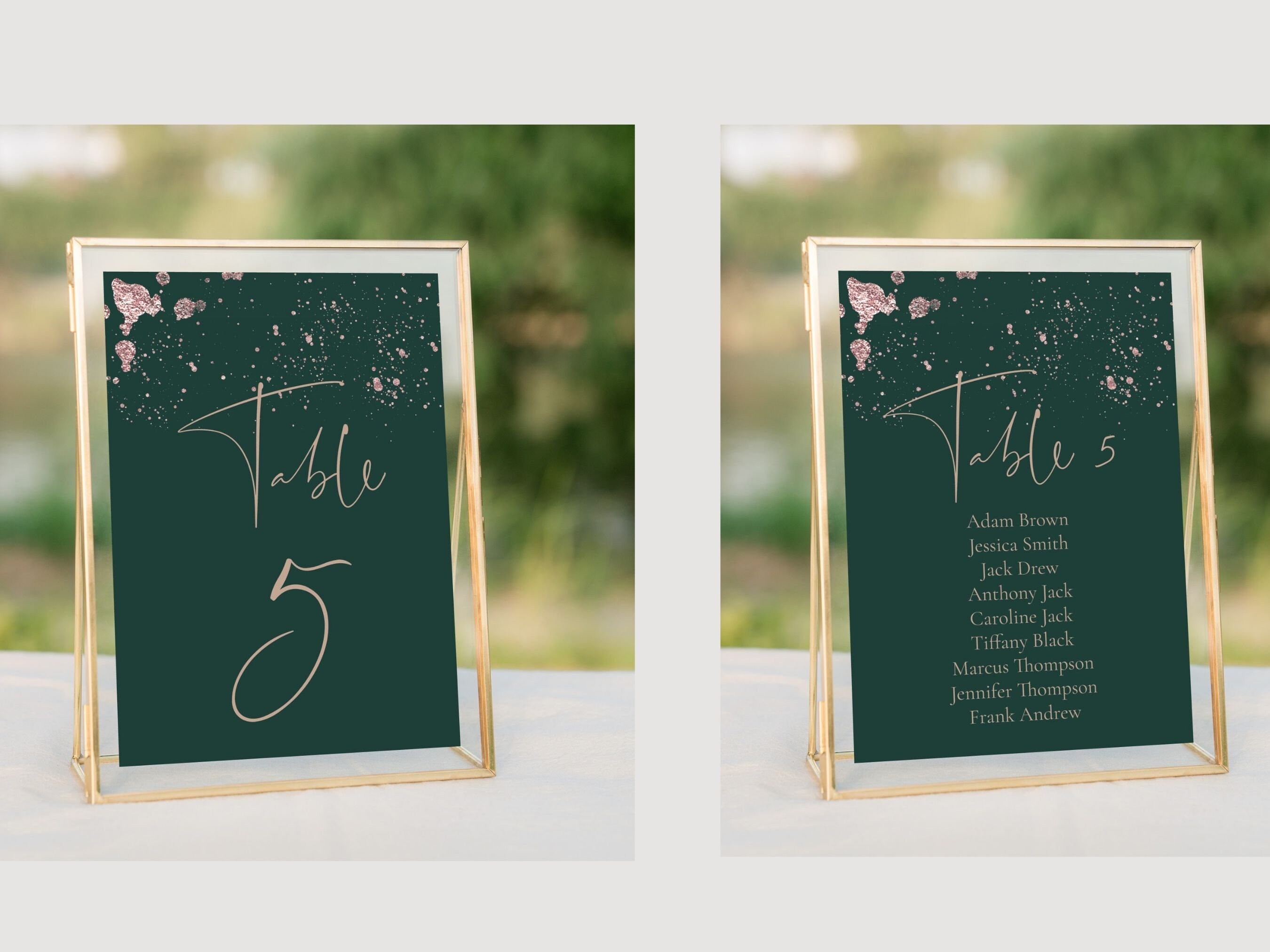 Emerald Green and Rose Gold Mega Wedding Invitation Bundle, Deep Green ...