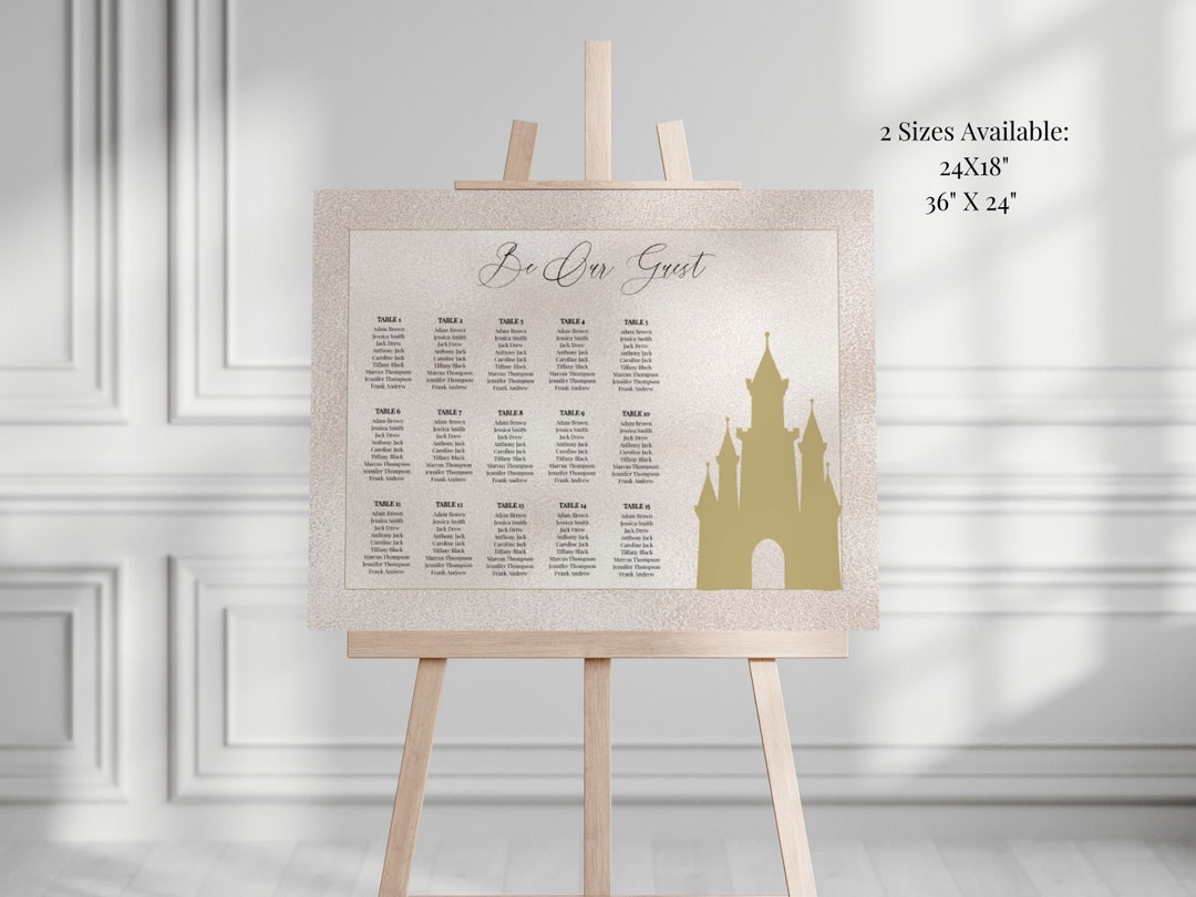 Gold Glitter Castle Seating Chart Template, Disneyland Castle Printable ...