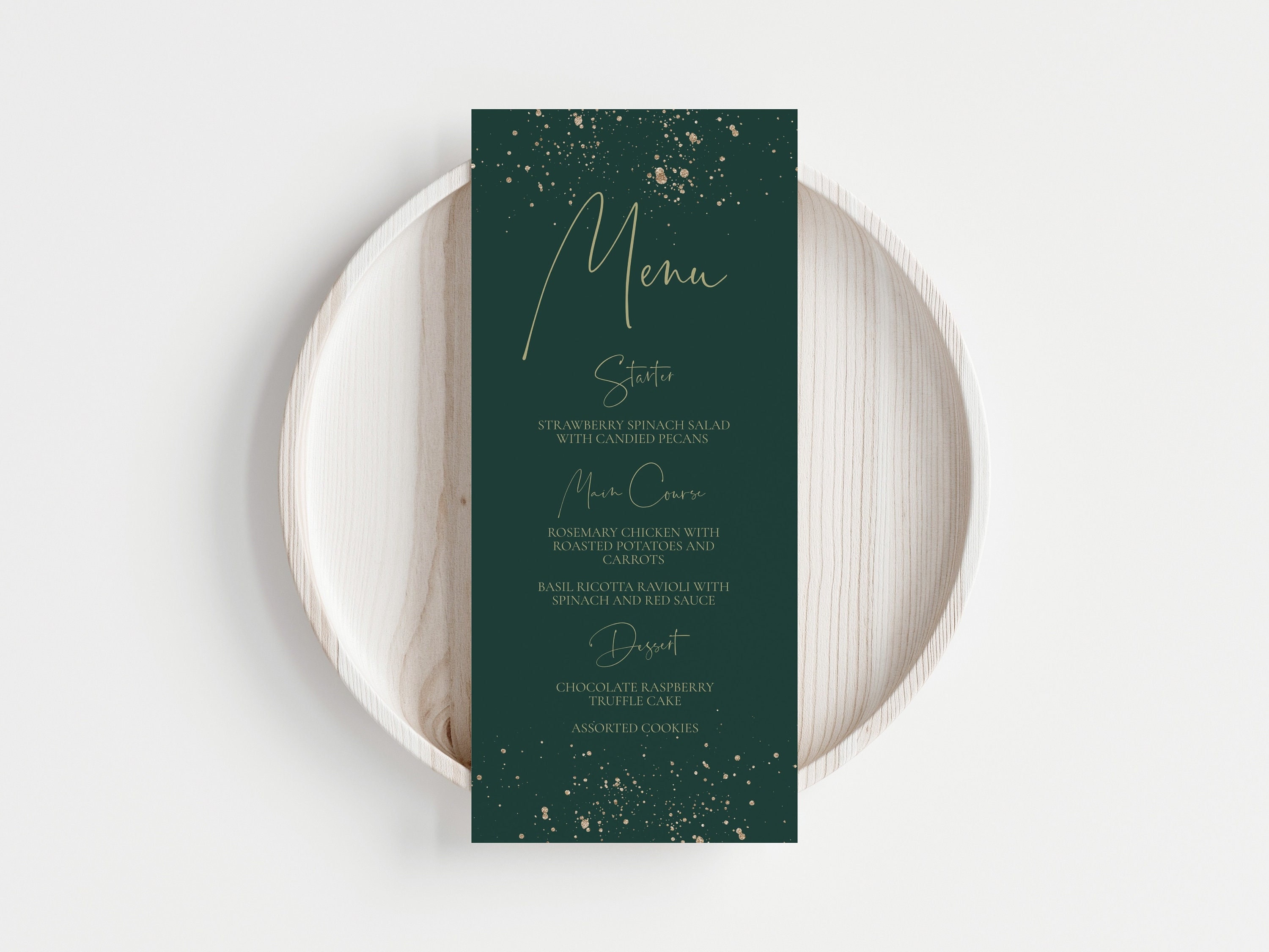 Emerald Green and Gold Wedding Menu Template, Printable Forest Green ...