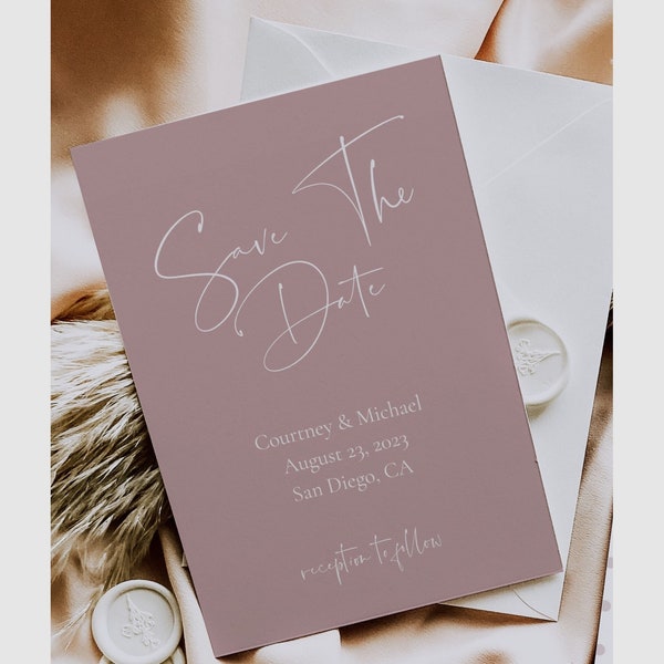 Deep Purple Save the Date Template, Dark Purple Wedding Save the Date ...