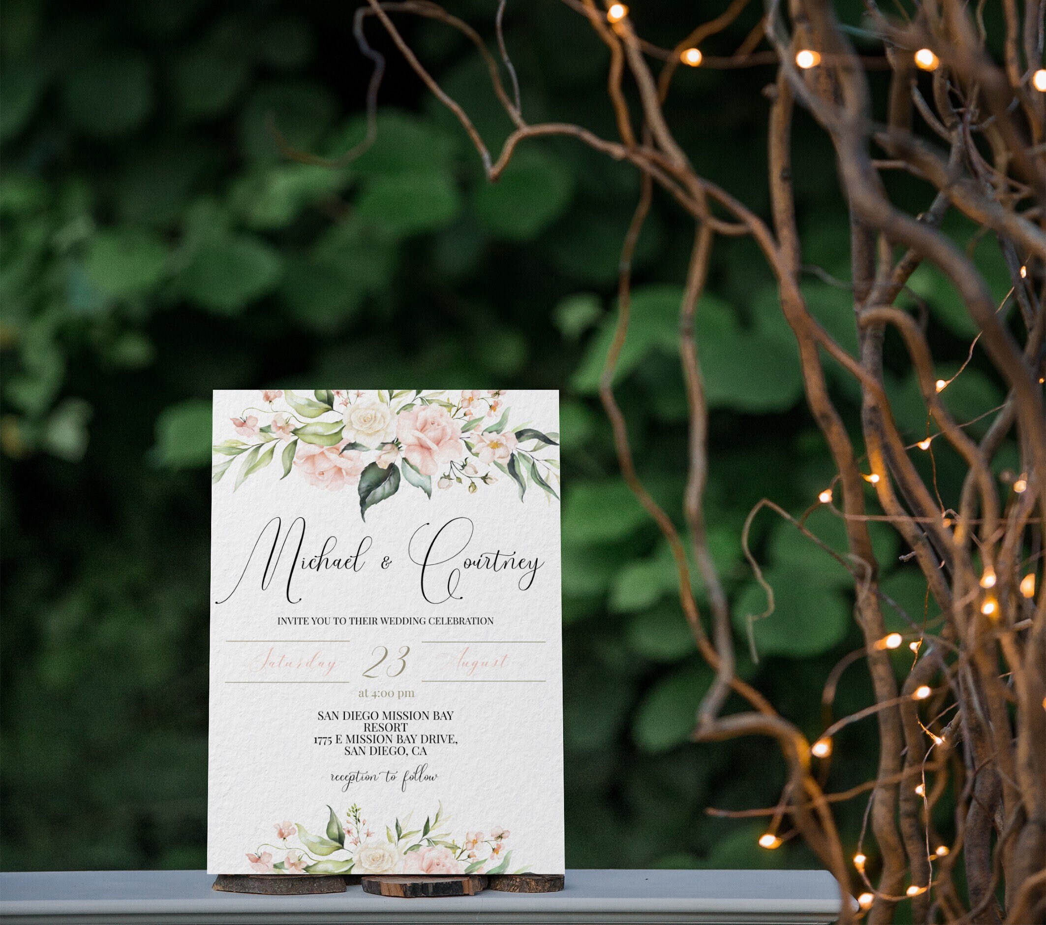 Sage Green and Pink Blush Wedding Bundle Printable Wedding - Etsy