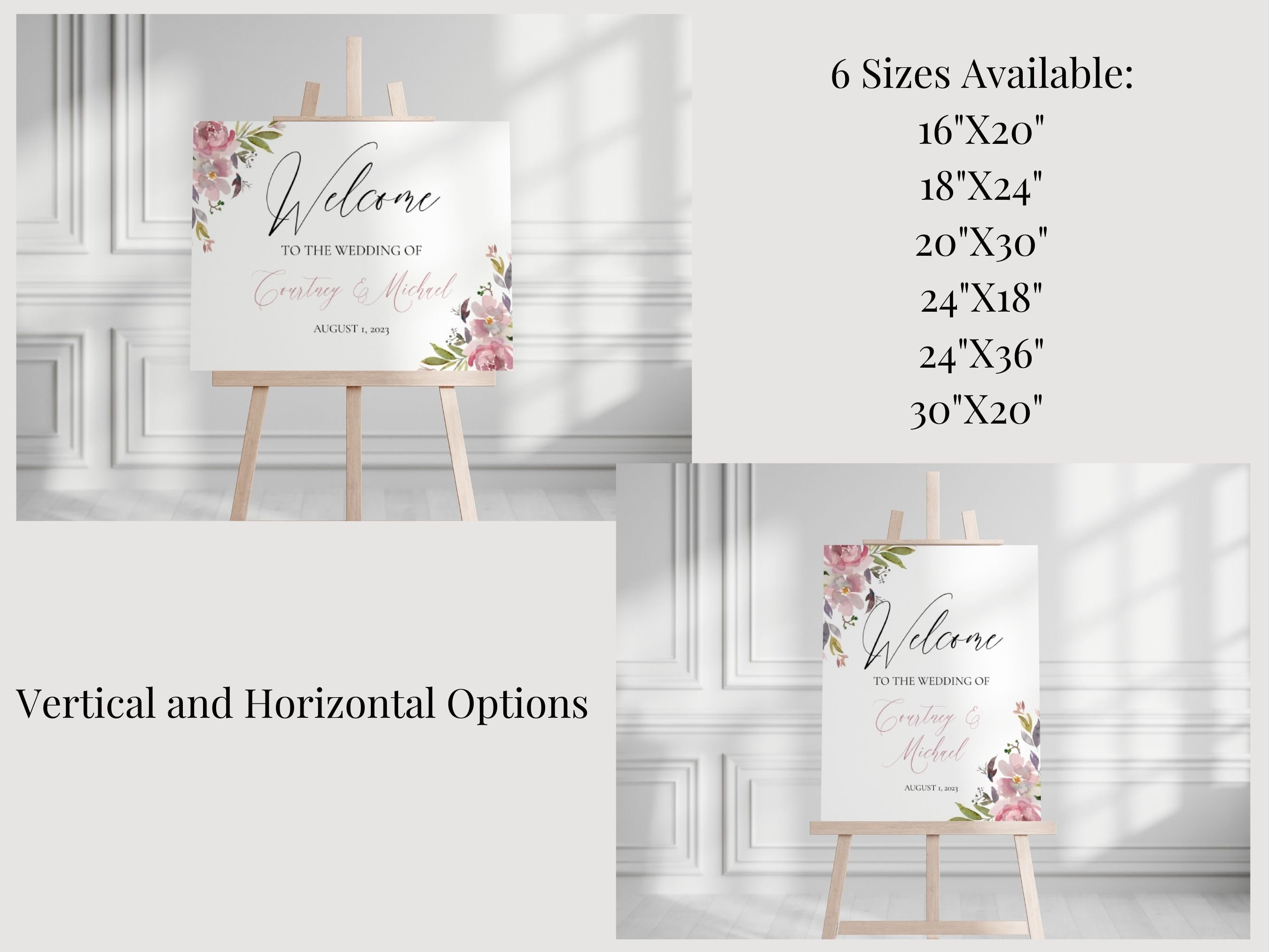 Mauve Floral Wedding Welcome Sign Template, Printable Dusty Rose ...
