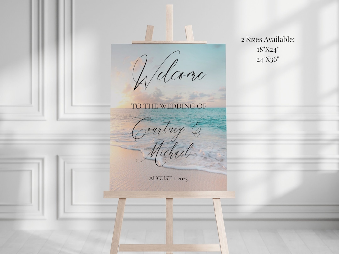 Beach Wedding Welcome Sign Template, Printable Ocean Wedding Welcome ...