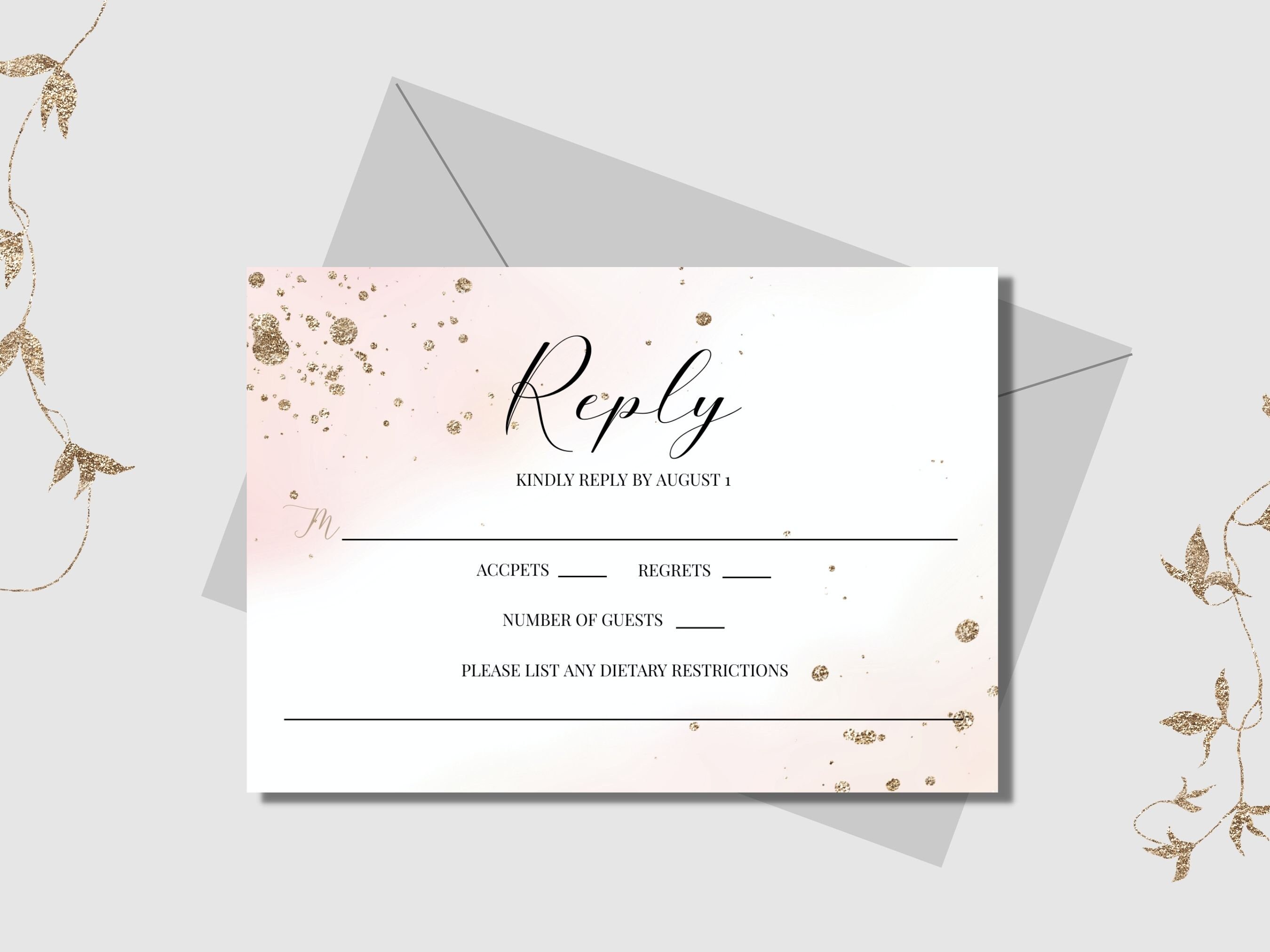 Blush and Gold Wedding Invitation Bundle Pink and Gold - Etsy