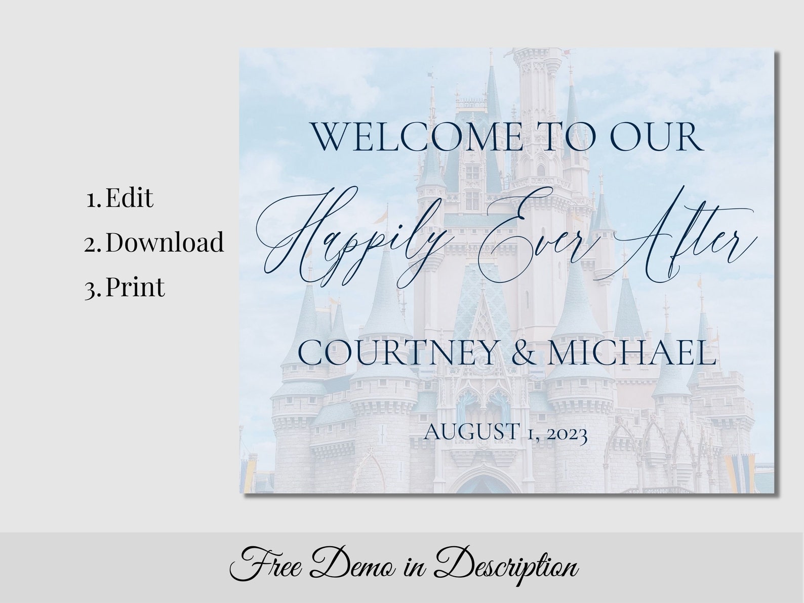 Fairytale Castle Wedding Welcome Sign Template, Printable Princess ...