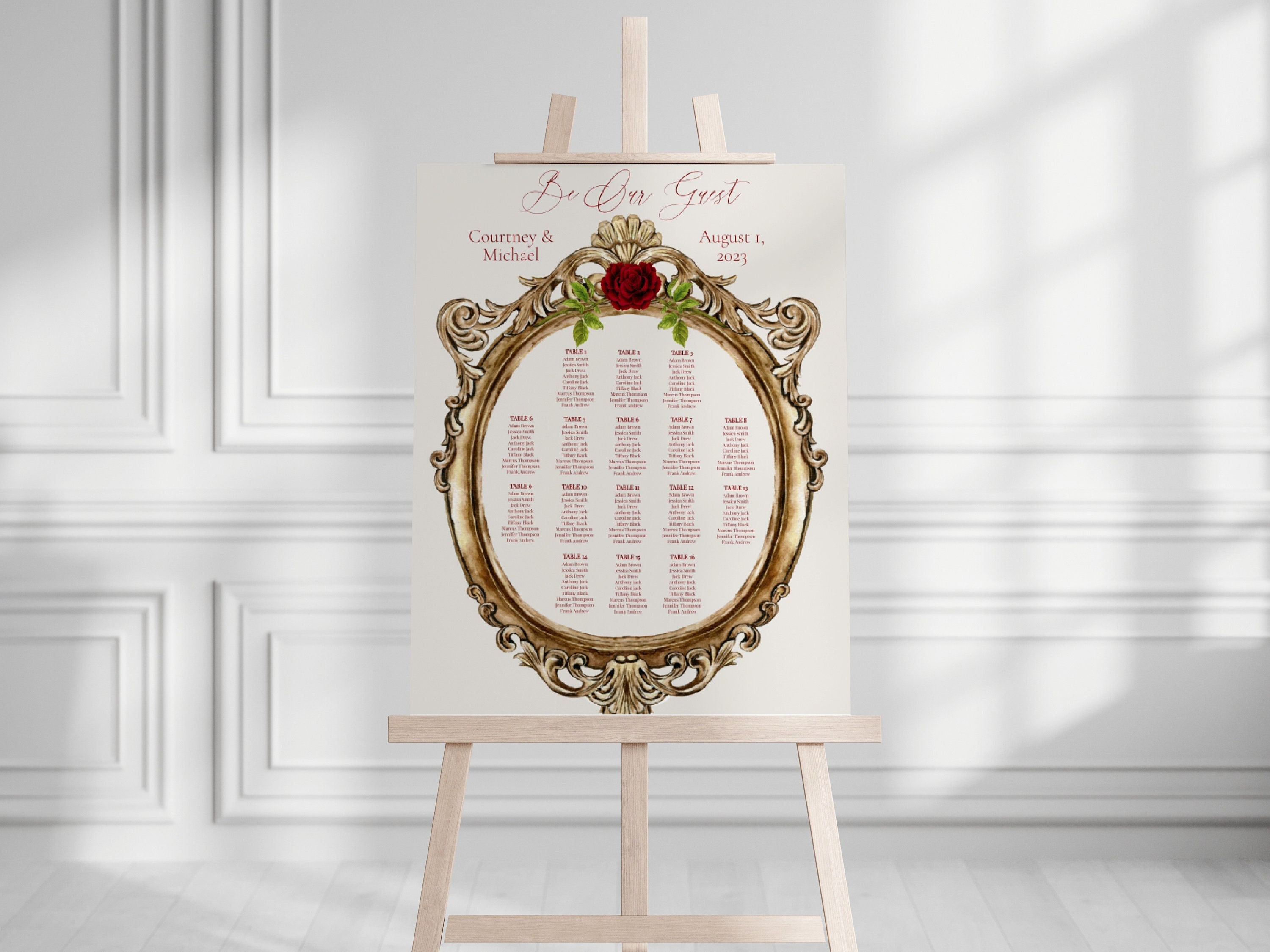 Beauty and the Beast Seating Chart Template, Printable Fairytale ...