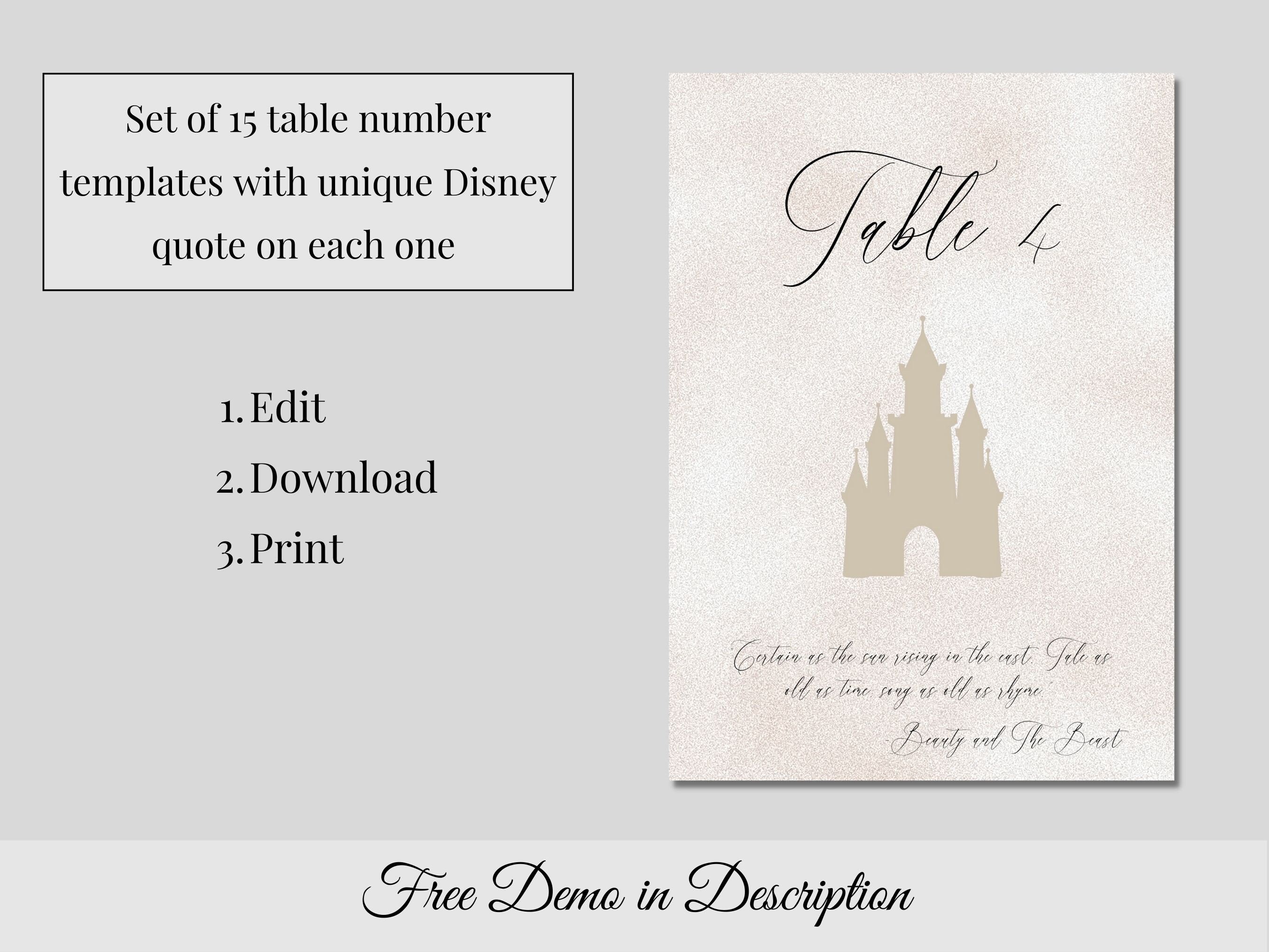 Set of 15 Fairytale Quote Table Number Templates Printable - Etsy