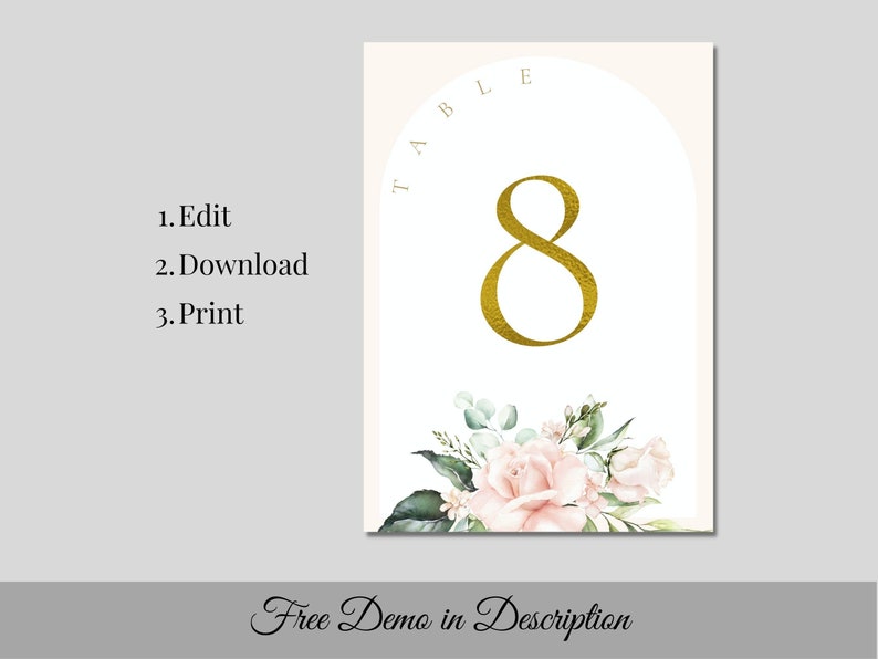 Blush and Gold Foil Wedding Table Number, Light Pink and Gold Number ...