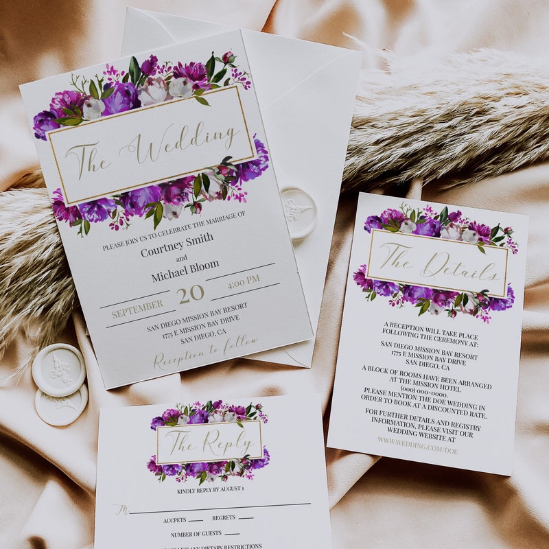 Purple Invitations - Etsy