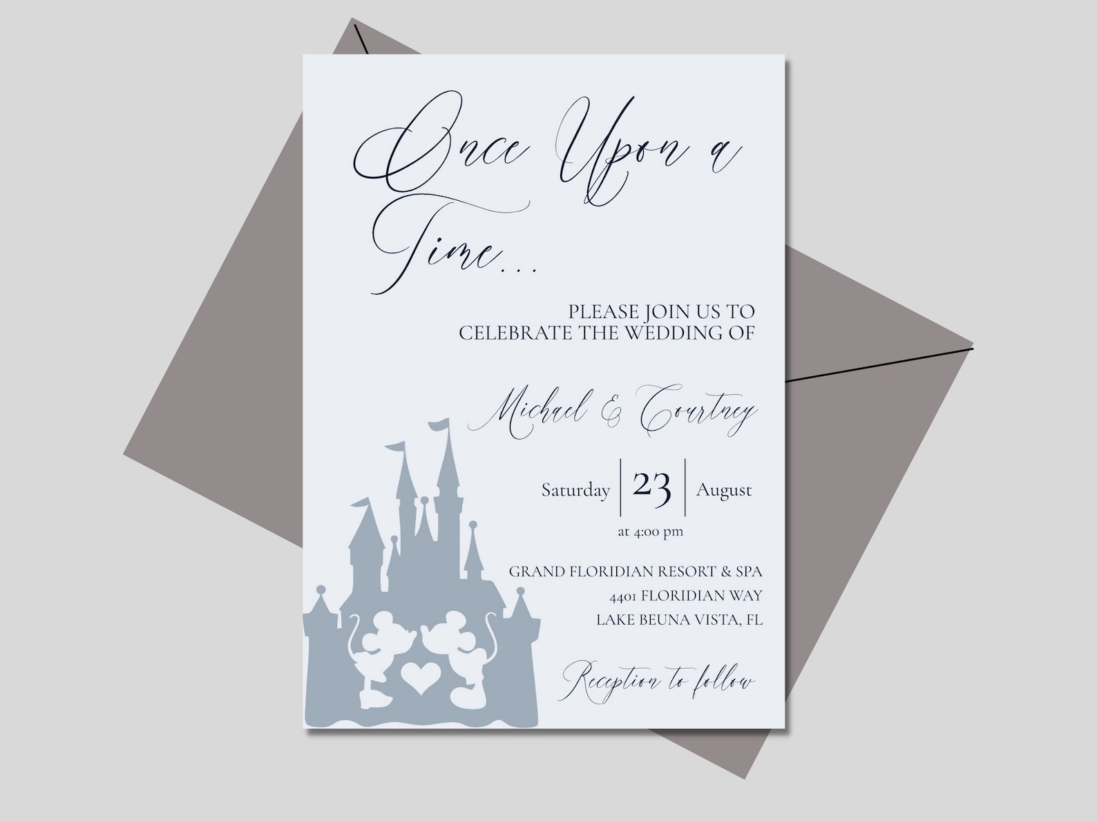 Castle Wedding Invitation Template, Printable Mickey and Minnie Wedding ...