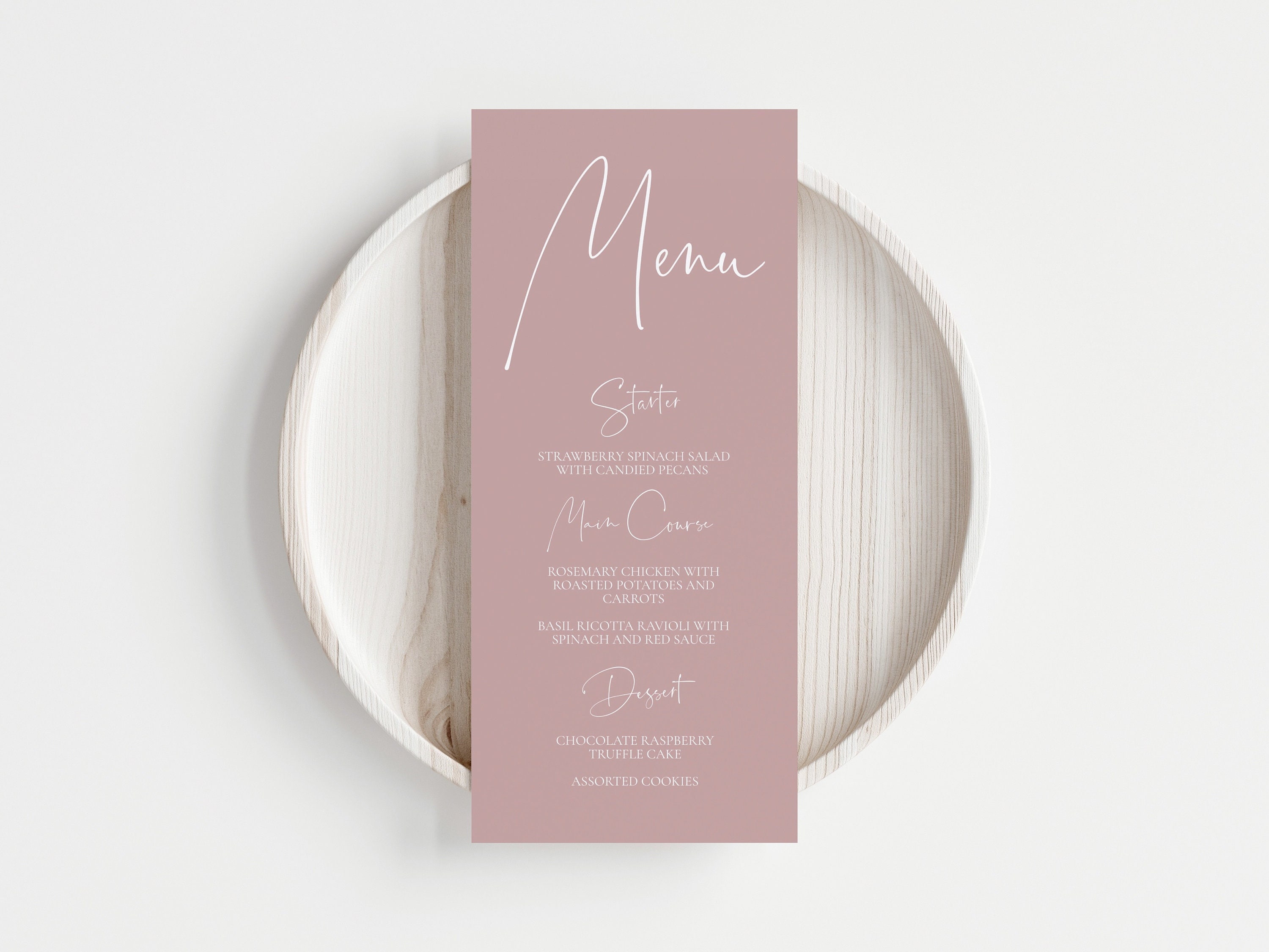 Dusty Pink Wedding Menu Template, Printable Dusty Rose Wedding Menu ...