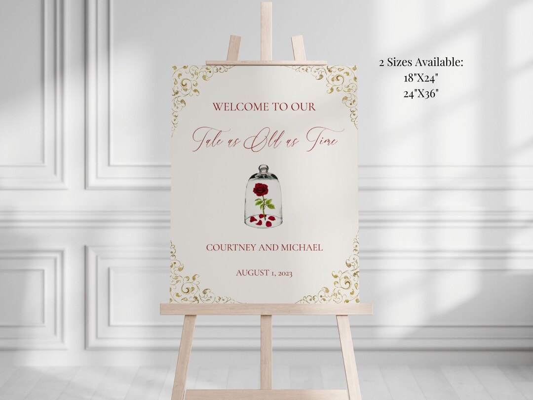 Beauty and the Beast Wedding Welcome Sign Template, Printable Enchanted ...