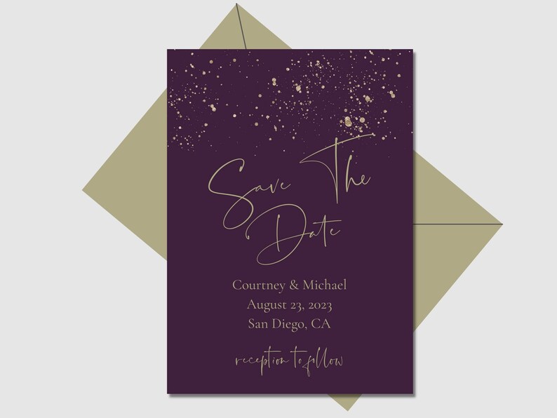 Deep Purple Save the Date Template, Dark Purple Wedding Save the Date ...