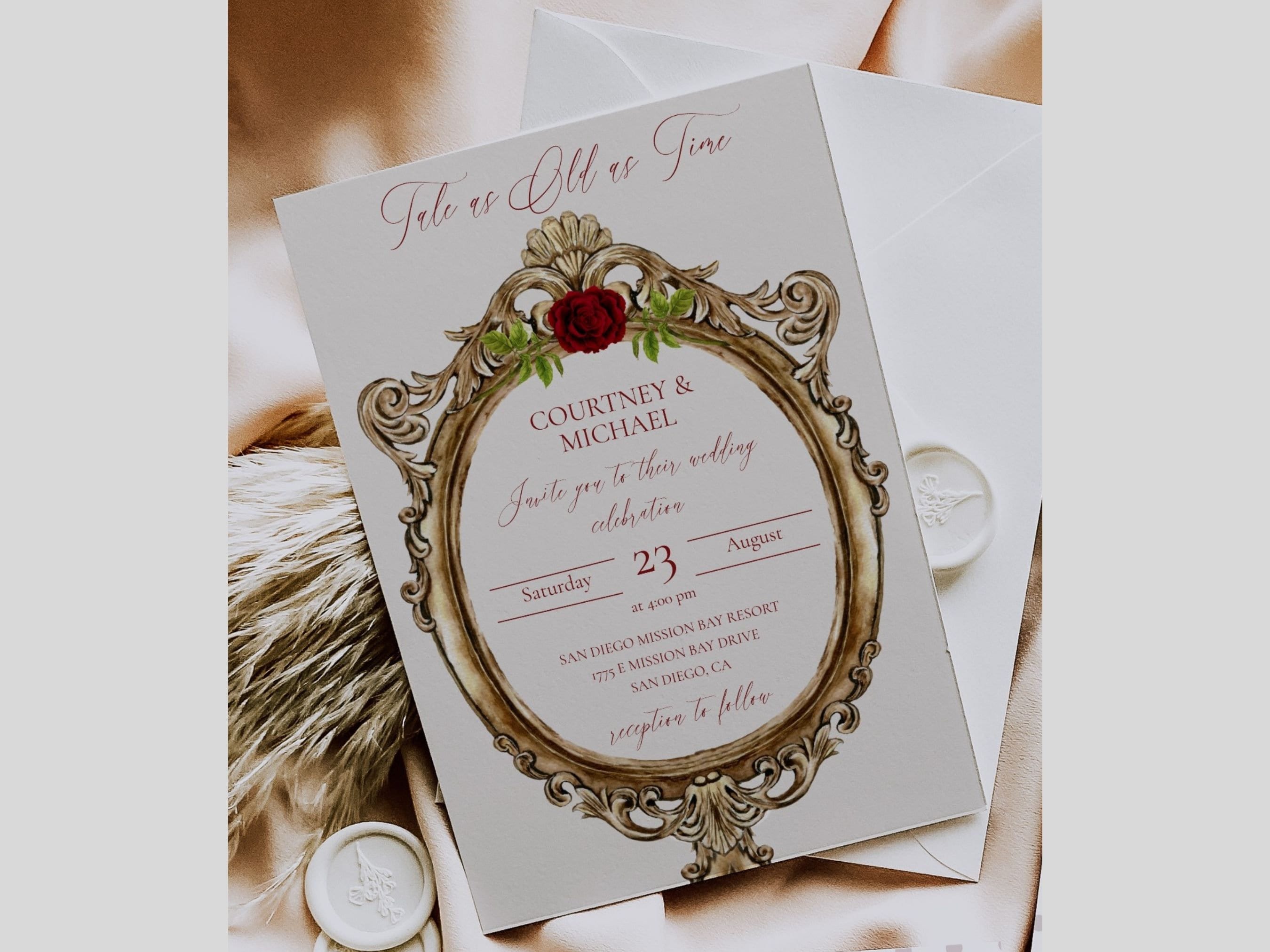 Beauty and the Beast Wedding Invitation Template, Printable Princess ...
