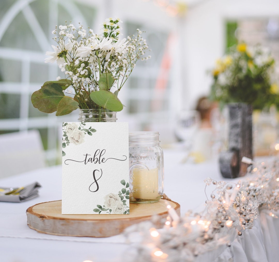 Simple Floral Table Number, Wedding Template, Greenery Wedding Table ...