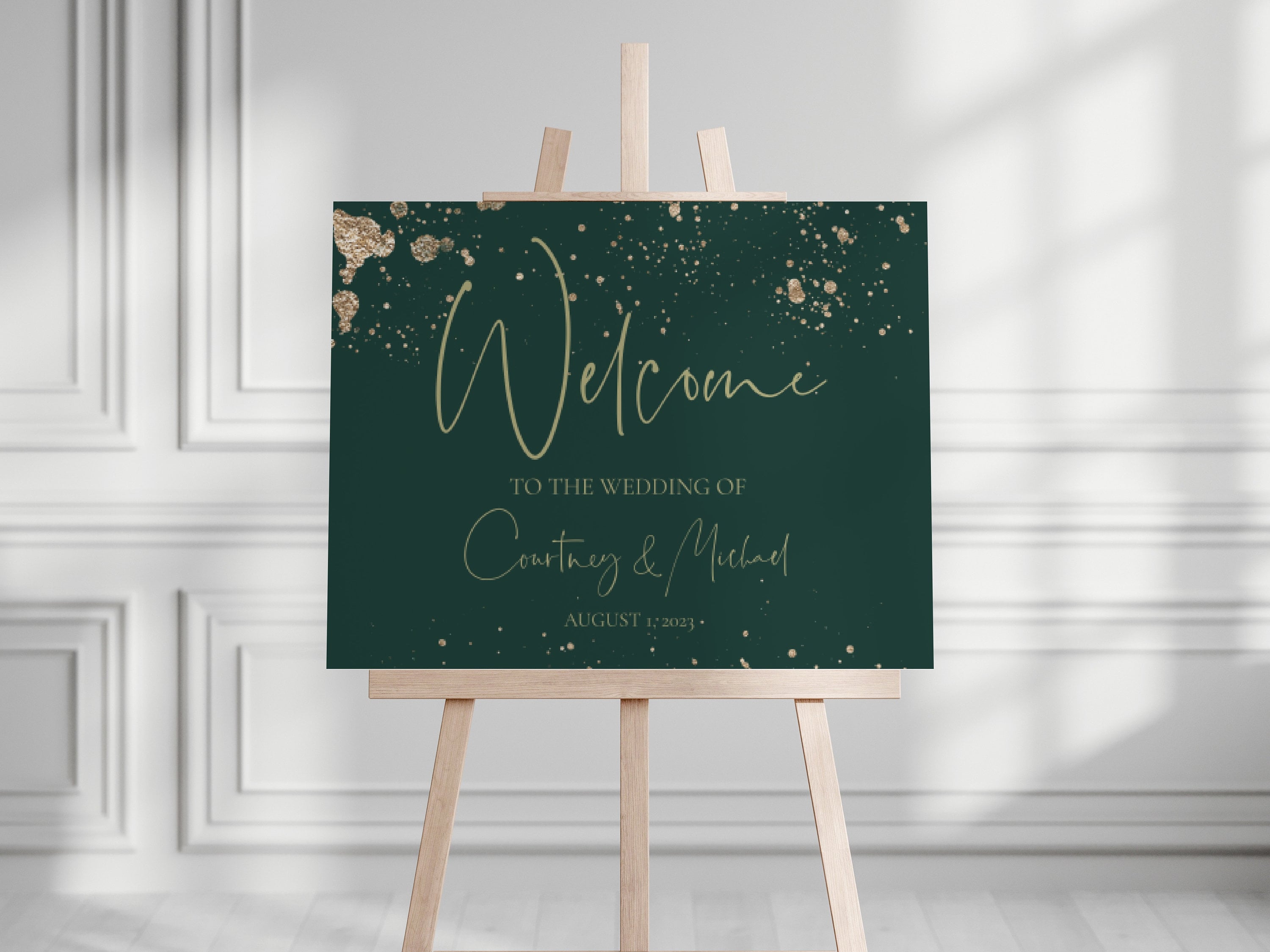 Emerald Green and Gold Wedding Welcome Sign Template - Etsy