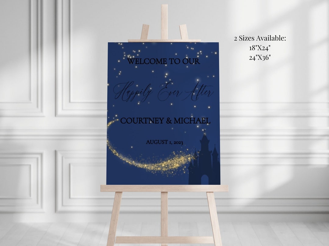 Fairytale Castle Wedding Welcome Sign Template, Blue and Gold Printable ...