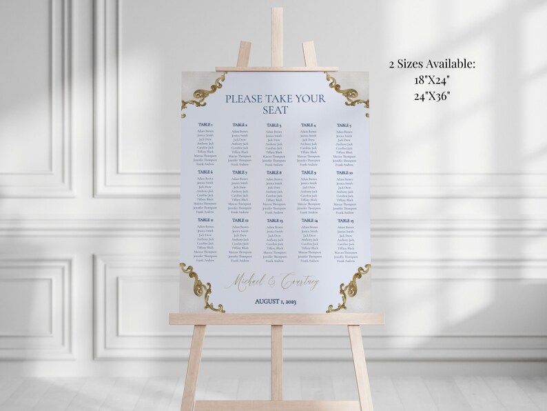 Cinderella Seating Chart Template, Printable Fairytale Wedding Sign ...