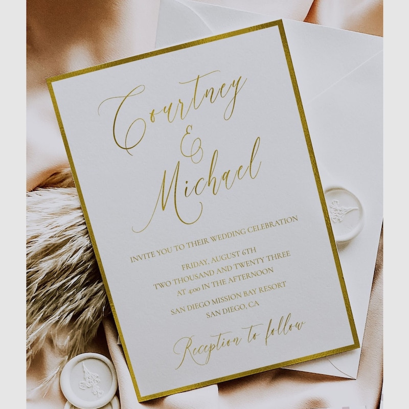 Gold Wedding Invite - Etsy
