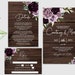 Rustic Purple Wooden Wedding Invitation Set, Deep Purple and Mauve ...