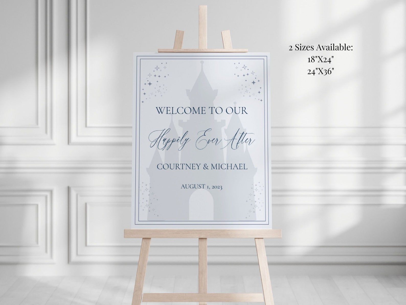 Blue Castle Wedding Printable Welcome Sign, Fairytale Wedding Welcome ...