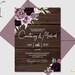 Rustic Purple Wooden Wedding Invitation Set, Deep Purple and Mauve ...