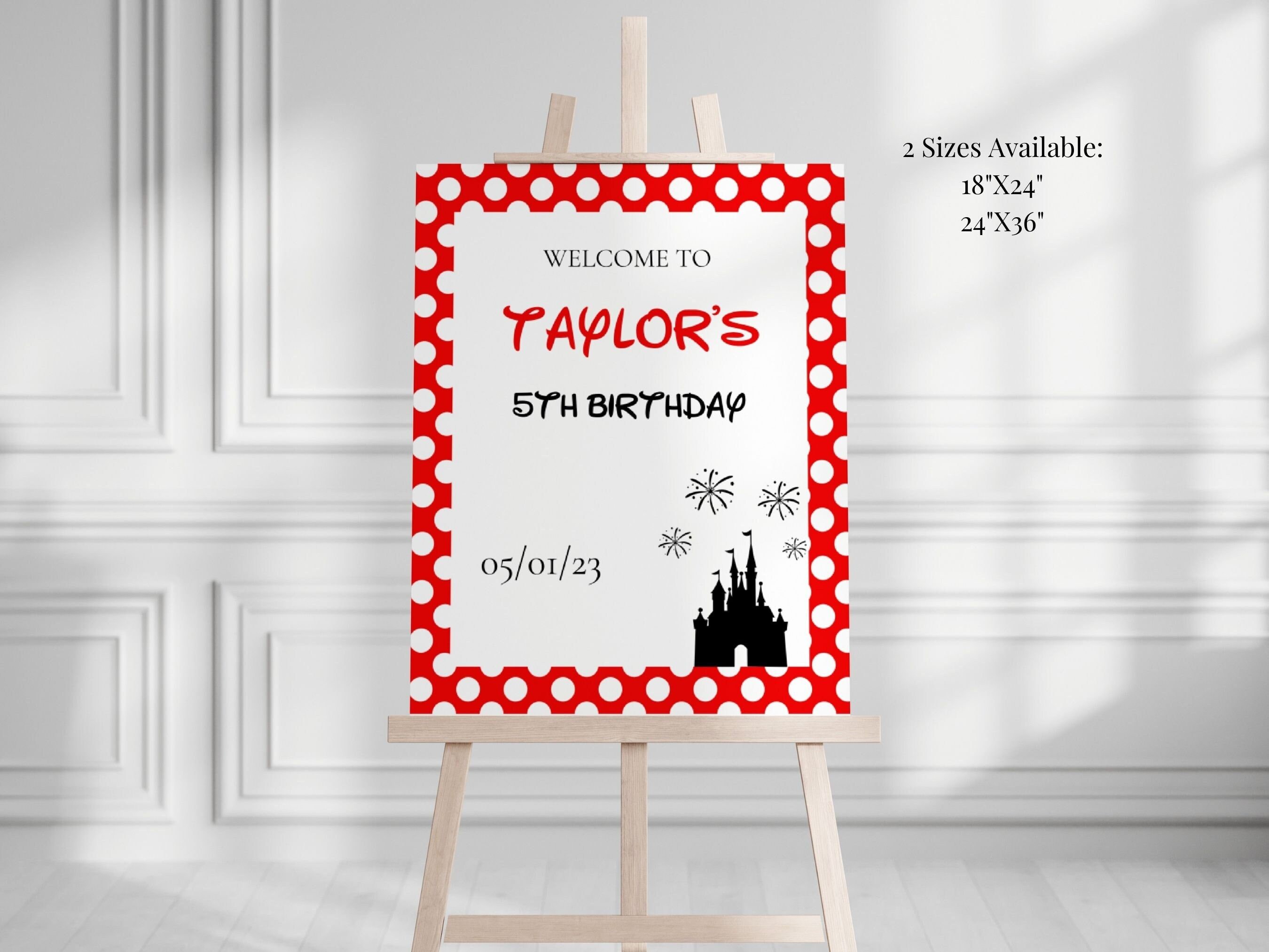 Mickey Red and White Printable Welcome Sign Polka Dot - Etsy
