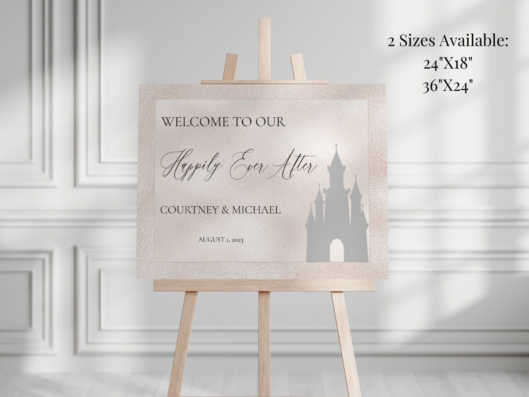 Silver Glitter Castle Wedding Printable Welcome Sign, Fairytale Wedding ...