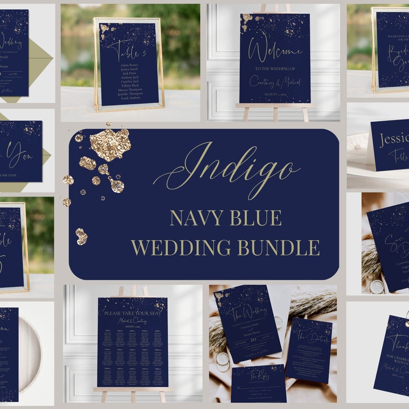 Navy Blue and Gold - Etsy