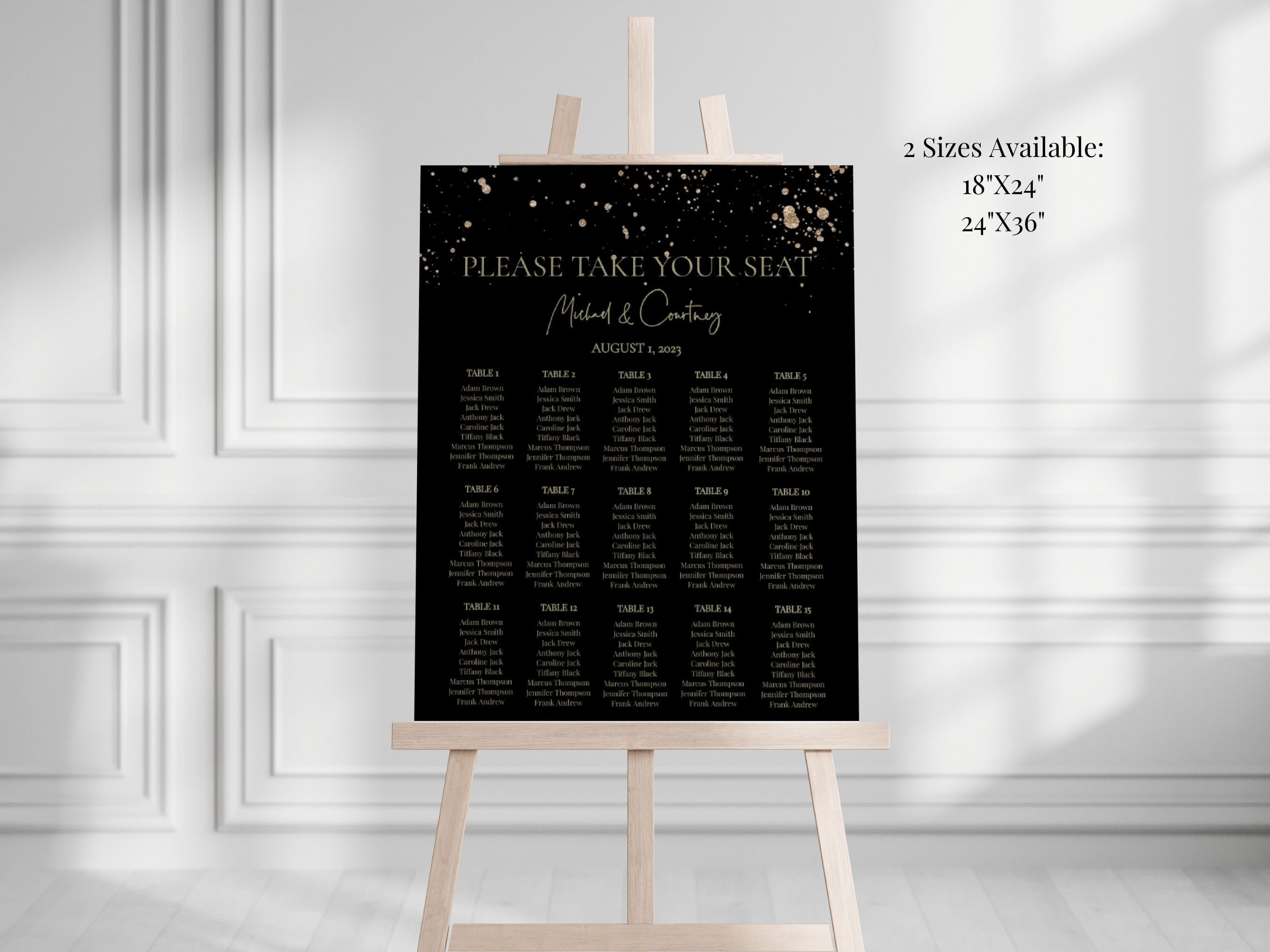 Black and Gold Wedding Seating Chart Template Elegant Black - Etsy