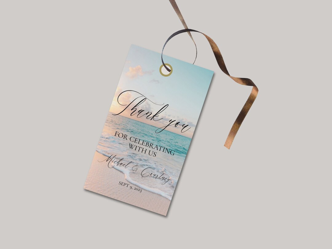 Beach Wedding Favor Tag, Oceanfront Wedding Printable Gift Tag ...