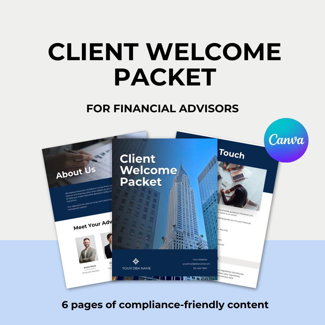 Client Welcome Packet for Financial Advisors | Editable Canva Template ...