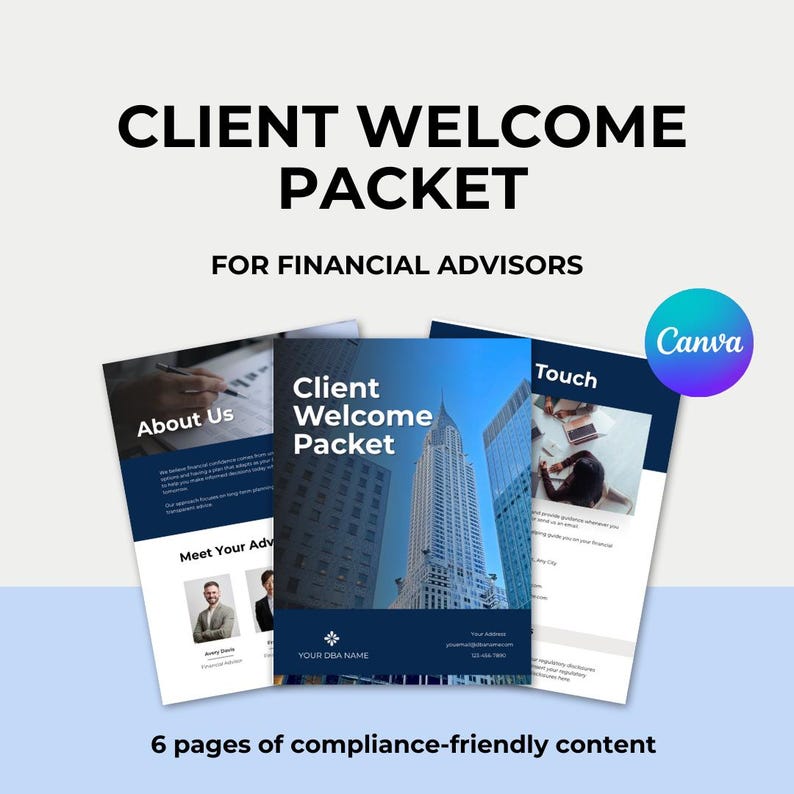Client Welcome Packet for Financial Advisors | Editable Canva Template ...