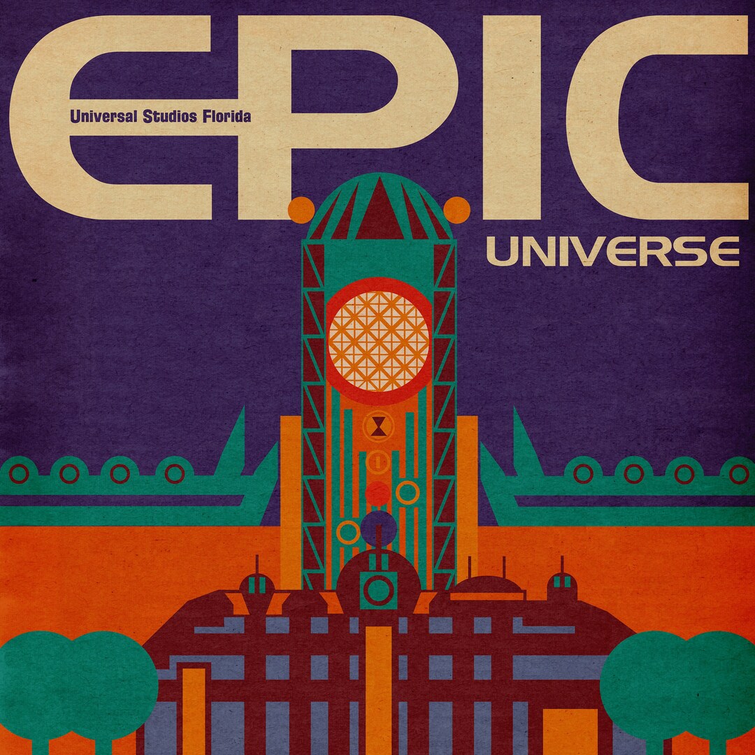 EPICOT Center EPCOT Center Epic Universe Vintage Travel Poster Art ...