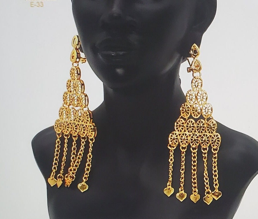 Chandelier Dubai Gold Earrings - Etsy