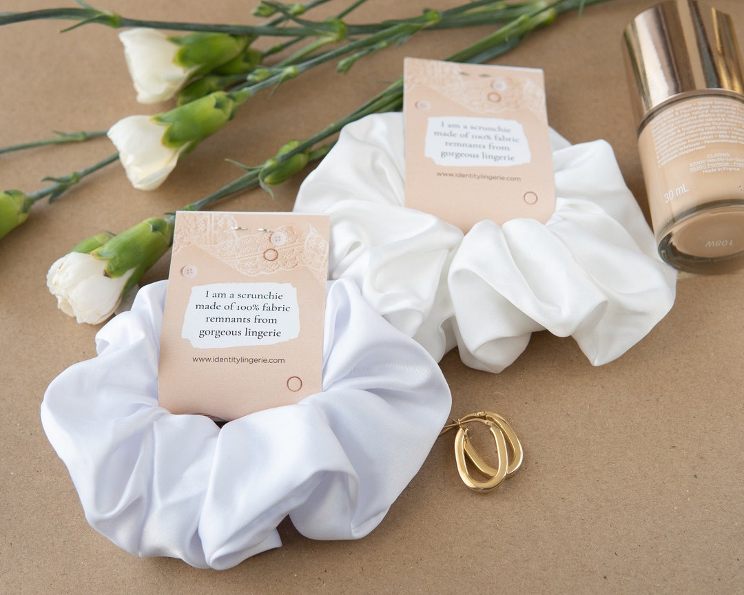 Satin Scrunchie , White Silk Scrunchie Set, Large Volumizing Bobbles ...