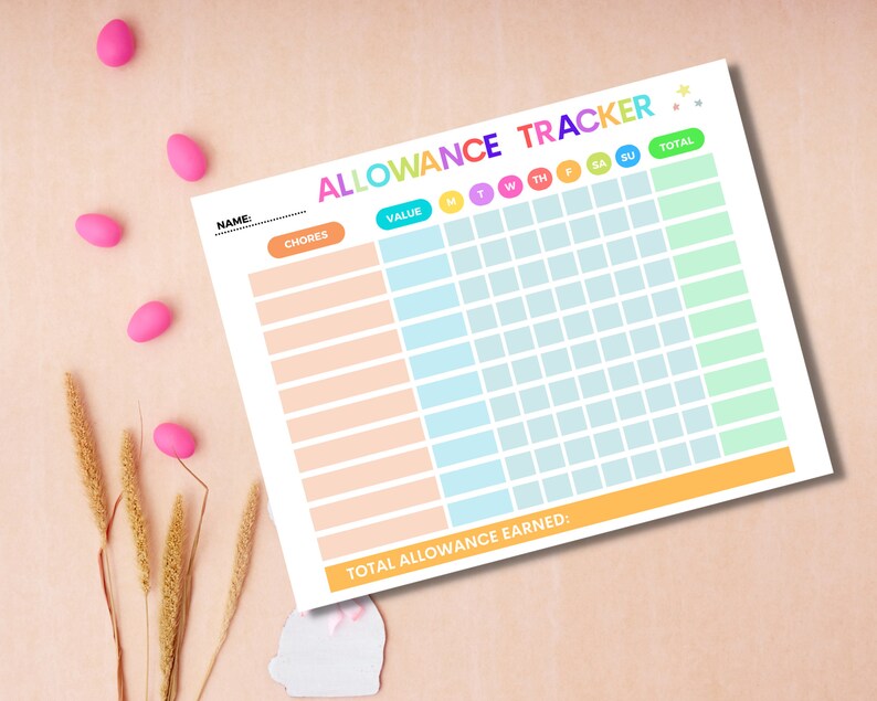 Allowance Tracker for Kids Printable Allowance Chore Chart - Etsy