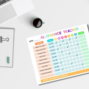 Allowance Tracker for Kids Printable Allowance Chore Chart - Etsy