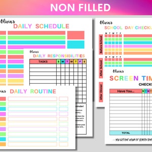 Kids Daily School Checklist Schedule Printable Editable Chore - Etsy