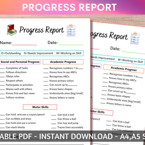 Homeschool Progress Report Student Progress Report Preschool - Etsy