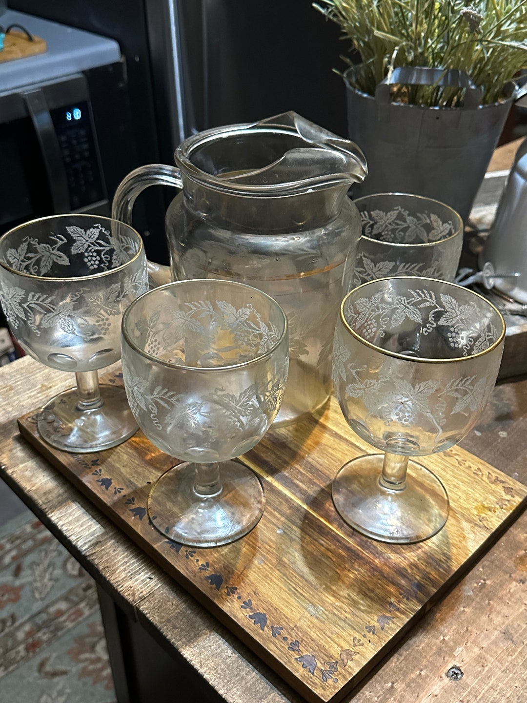 Vintage Bartlett Collins Pitcher and Goblet Set - Etsy