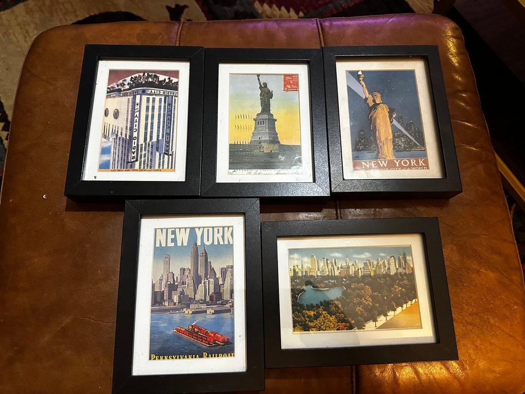 Set of 5 New York City Framed Vintage Postcards - Etsy