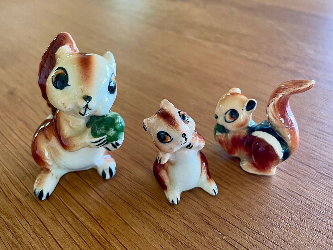 Vintage Ceramic Chipmunk Trio Figurines set of 3 - Etsy