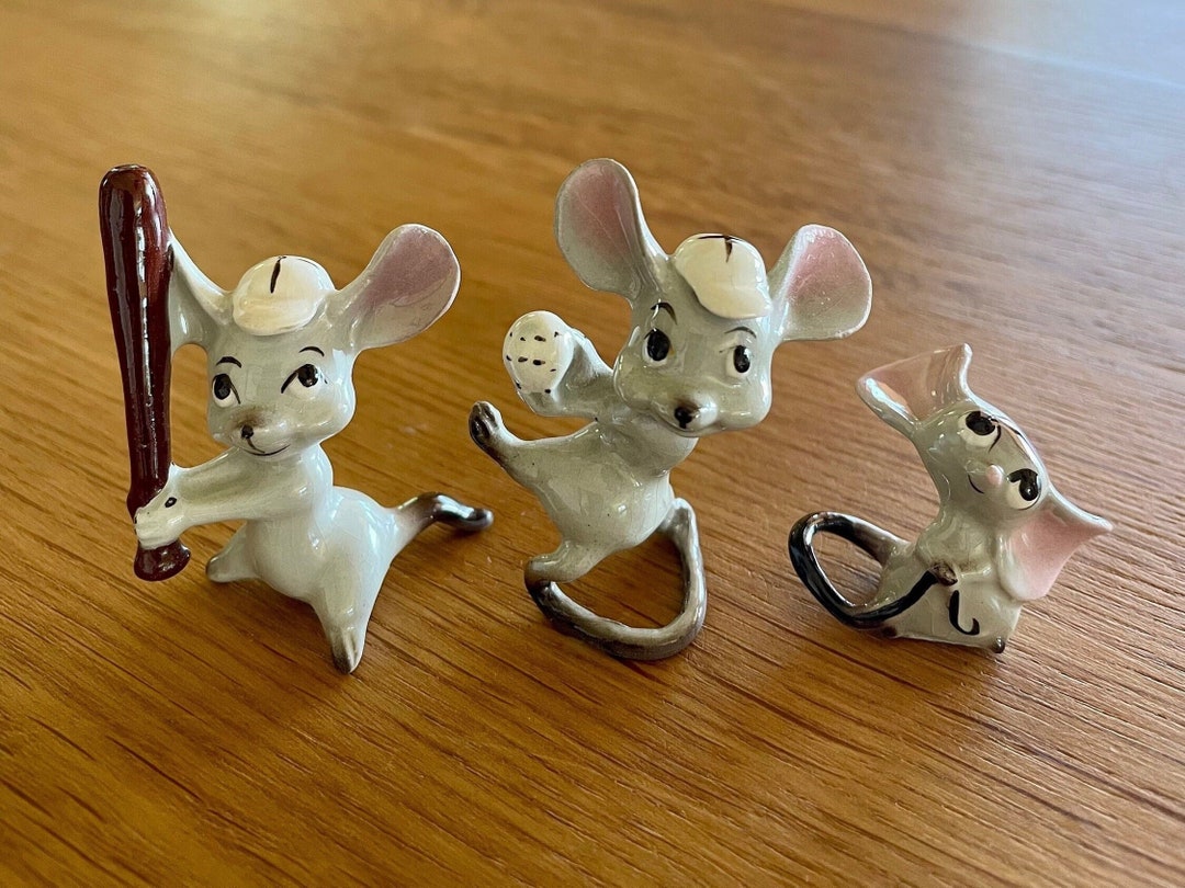 Vintage Hagen-renaker Miniature Mice Figurines Playing Baseball set of ...