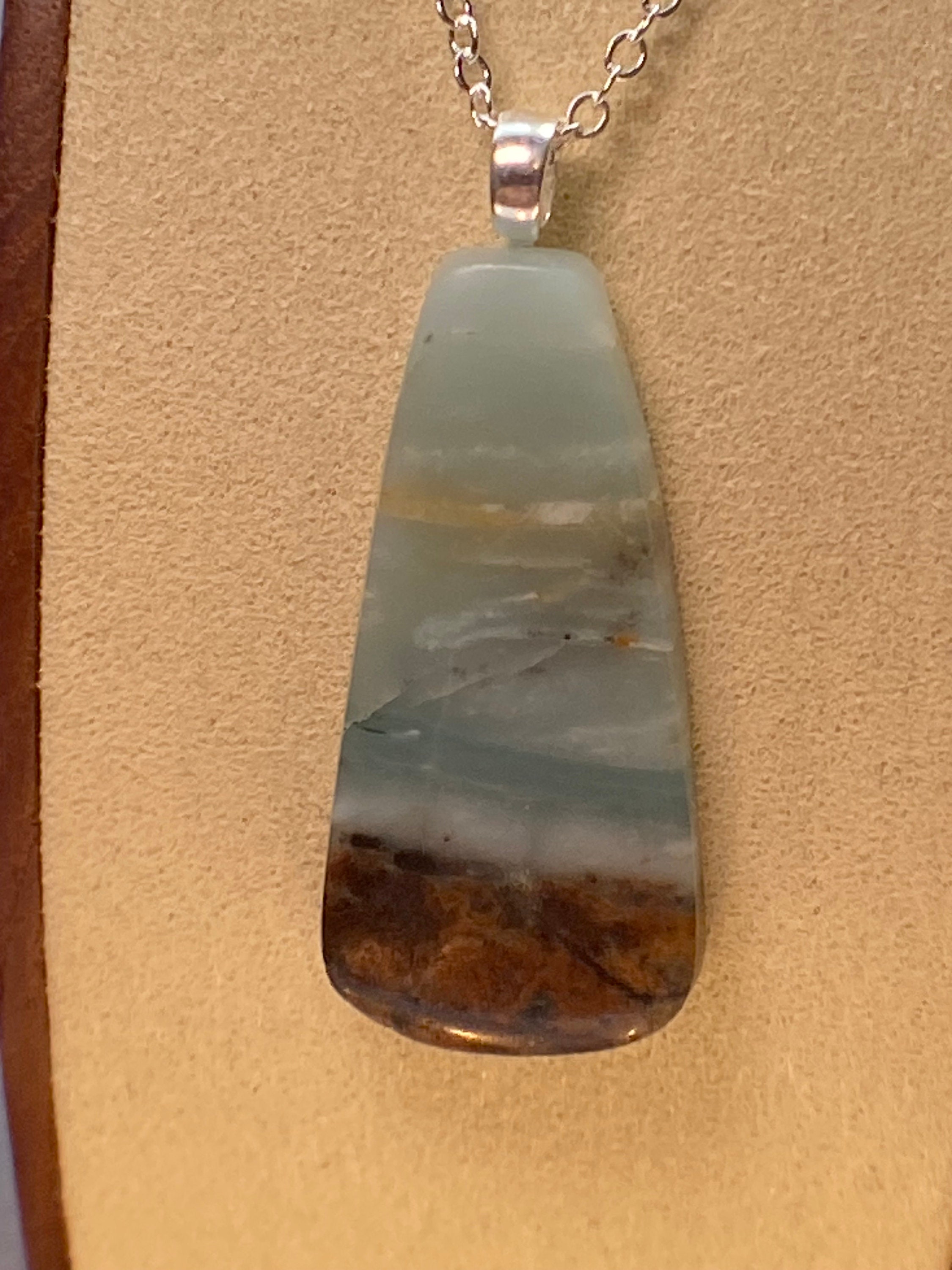 British Columbian Ocean Picture Stone Cabochon Pendant Necklace. 38 Mm ...