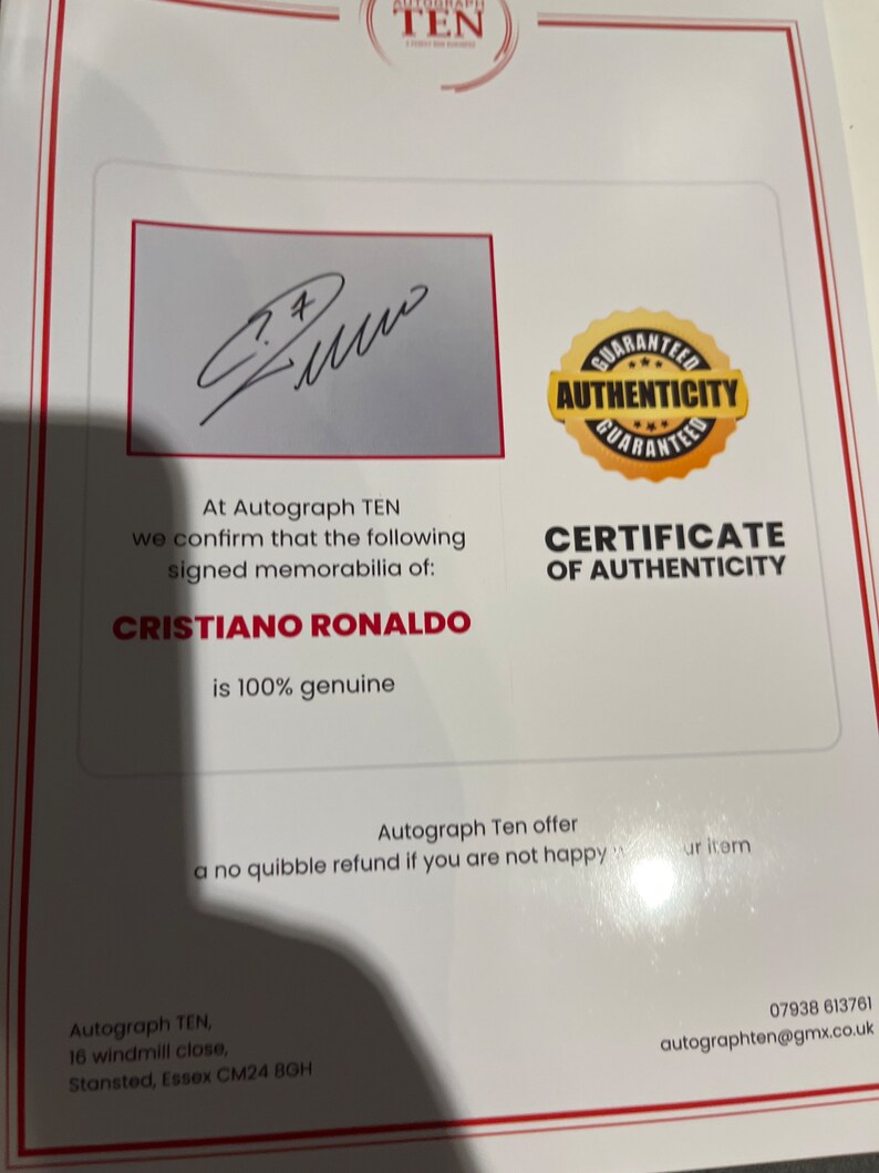 Cristiano Ronaldo Cr7 Signature With Ticket From Man Utd Debut With ...