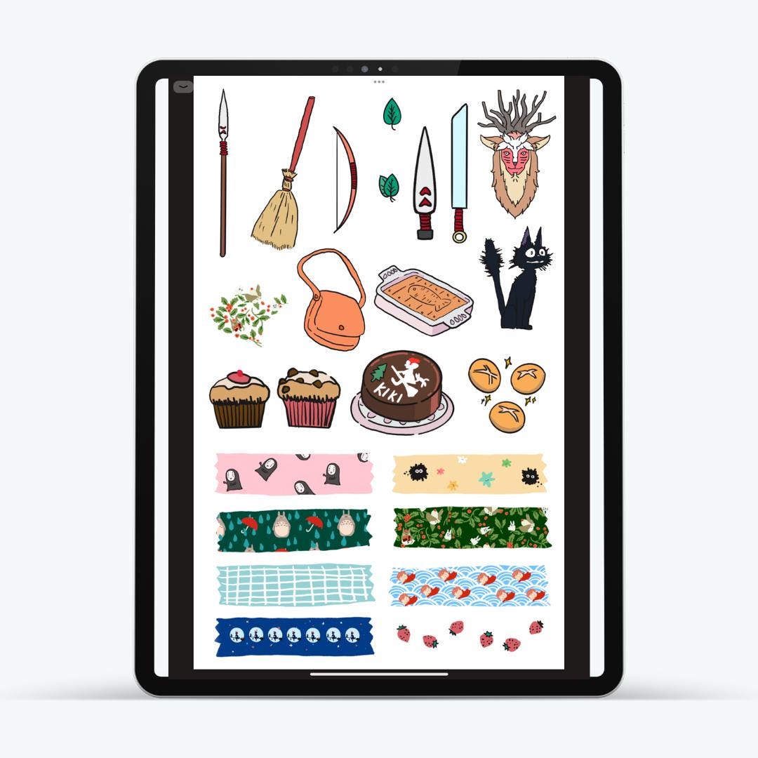 Kawaii Anime Digital Stickers, Studio Ghibli Digital Planner Stickers ...