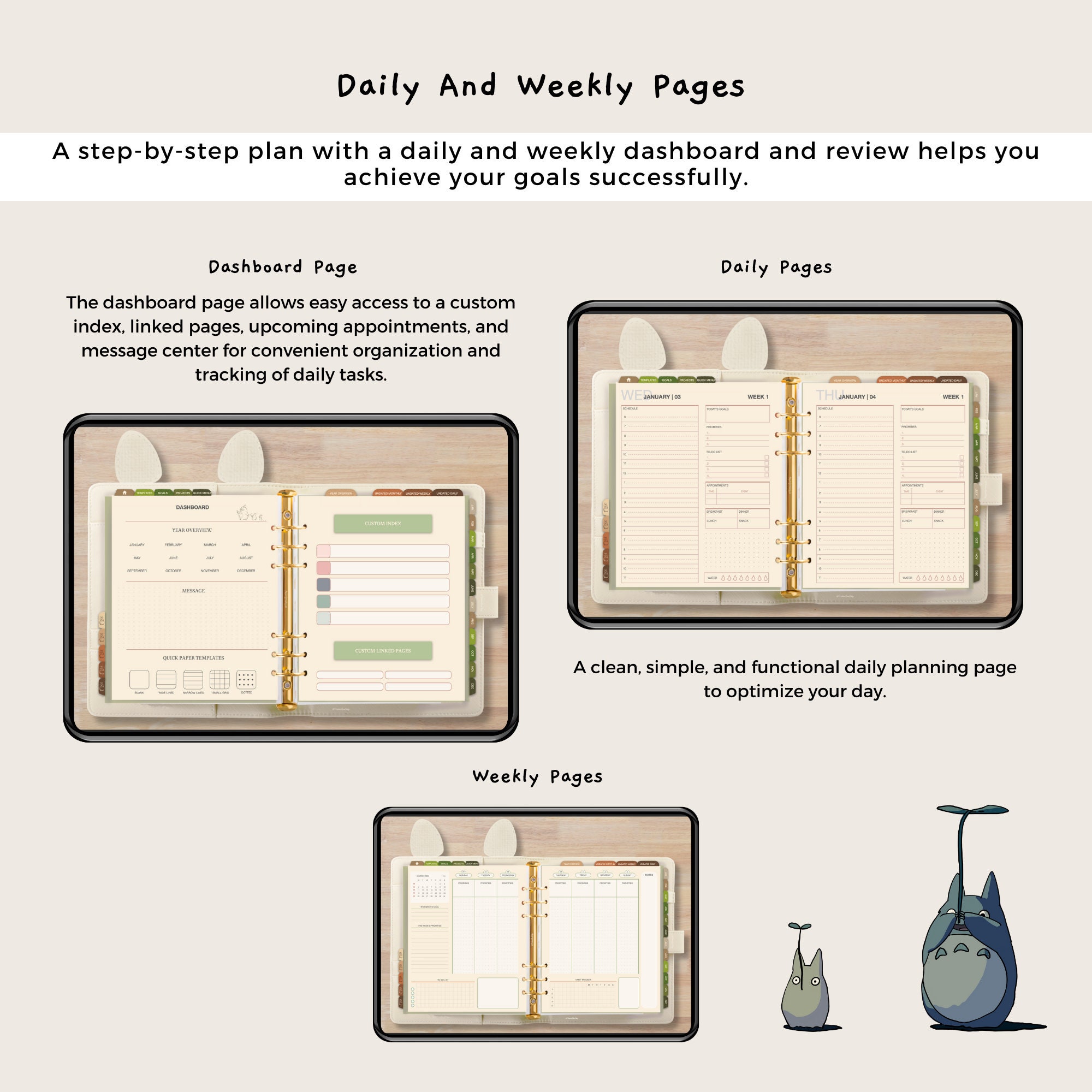 Cute Anime Hyperlinked Digital Planner 2024 for iPad and Tablet ...