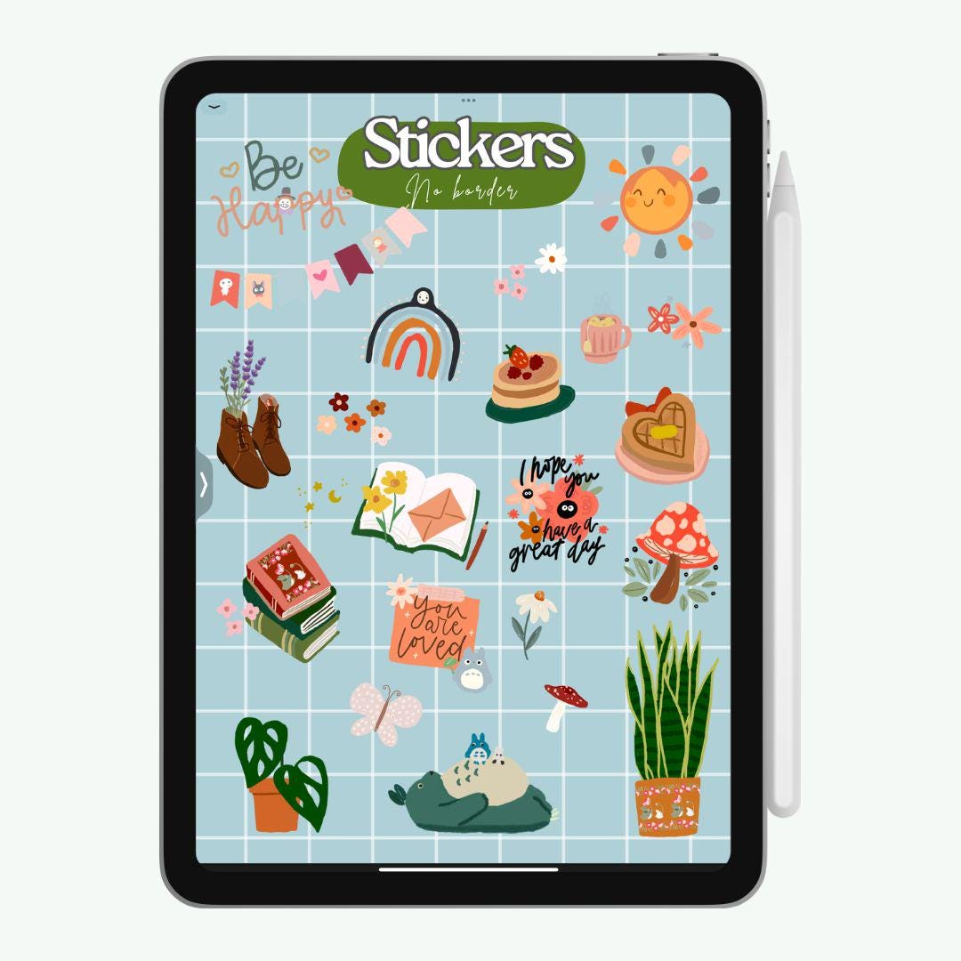 Kawaii Anime Digital Stickers, Studio Ghibli Boho Garden Digital ...